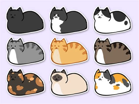 Cat Loaf Vinyl Stickers Tabby Tuxedo Tortie Calico And Etsy