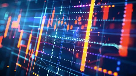 Big Data Stream Flowing On Digital Display Showing Candlestick Charts Stock Footage Video Of