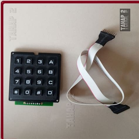 Tombol 4x4 Matrix Embossed Keypad Black Button Socket Cable Pom Mini