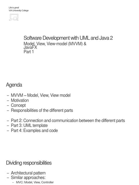 Software Development With Uml And Java 2 Model View View Model Mvvm