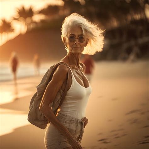 Free Image Portrait Of A 65 Year Old Woman Enjoying A Stroll Along A