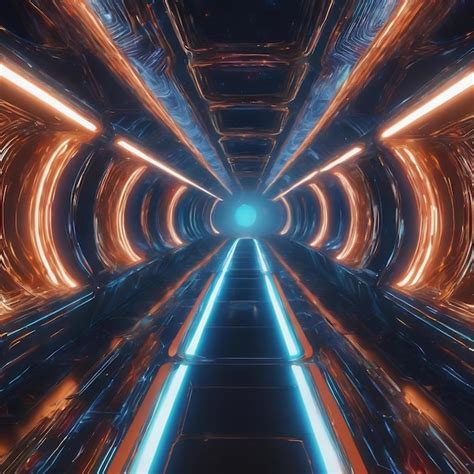 Premium Ai Image Abstract Speed Tunnel Warp Space Time Travel Through Wormhole 3d Rendering