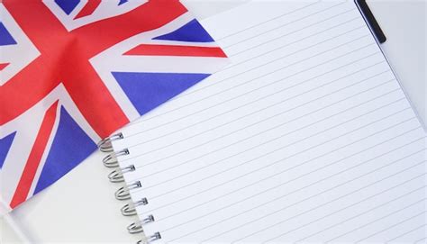 Premium Photo Notebook And British Flag Close Up English Language Education