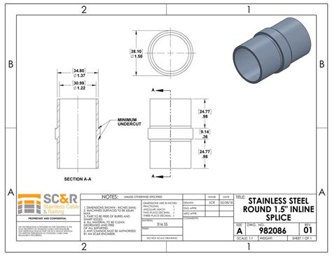 Stainless Steel Round 15 Inline Splice