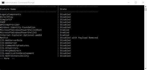 how to enable disable windows features via command prompt