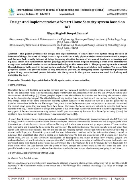 Pdf Irjet Design And Implementation Of Smart Home Security System Based On Iot