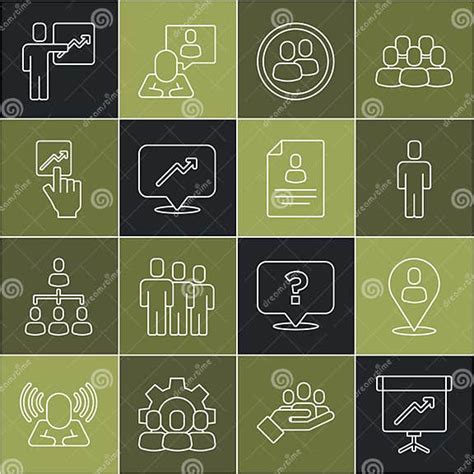 Set Line Chalkboard With Diagram Worker Location Head Hunting Project Team Base Graph