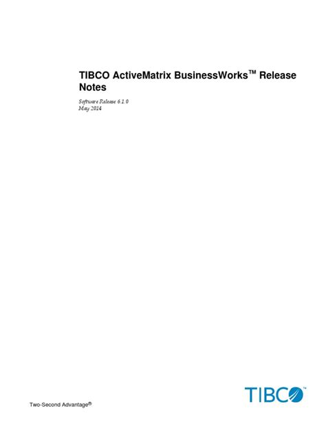 Tibco Activematrix Businessworks Release Notes Pdf Xml Xml Schema
