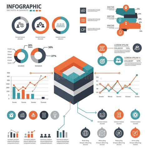 Infographic Features Various Data Visualizations Including Pie Charts Bar Graphs Stock