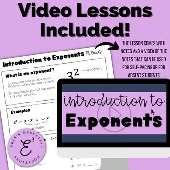 Intro To Exponents Notes And Practice By Erin S Essential Equations