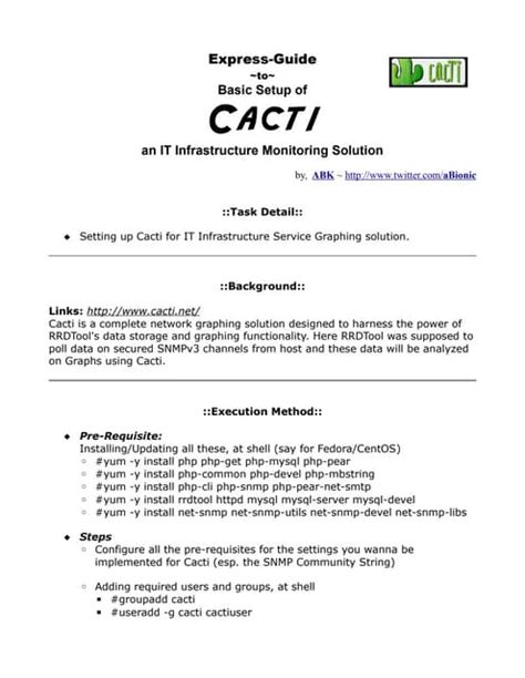An Express Guide ~ Cacti For It Infrastructure Monitoring And Graphing Pdf