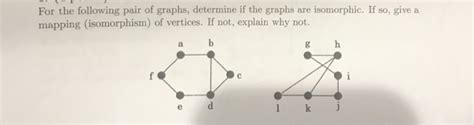 Solved For The Following Pair Of Graphs Determine If The