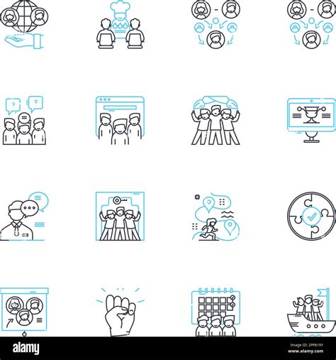 Staff Assembly Linear Icons Set Collaboration Communication Unity Meeting Diversity