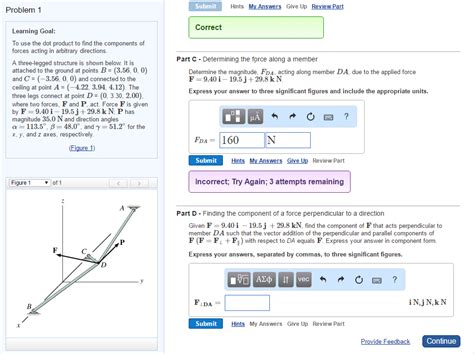 Solved Part C Determining The Force Along Chegg Com