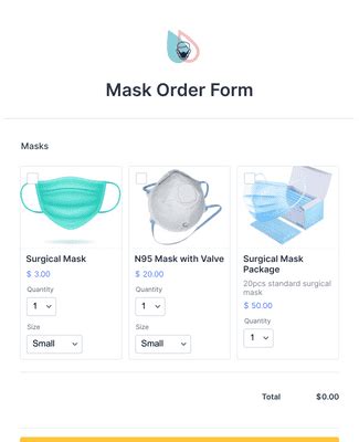 Mask Order Form Template Jotform