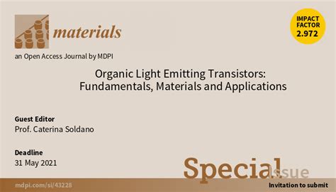 Special Issue On Organic Light Emitting Transistor Materials Dl 3105