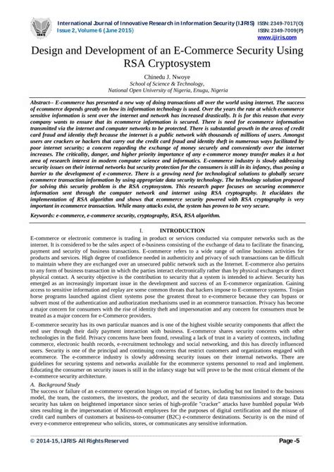 pdf ijiris design and development of an e commerce security using rsa cryptosystem dokumen