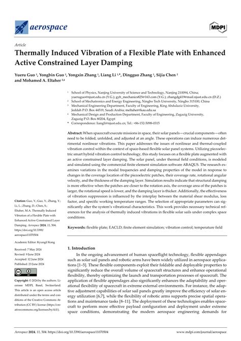 Pdf Thermally Induced Vibration Of A Flexible Plate With Enhanced Active Constrained Layer Damping