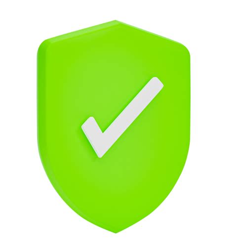 3d render checkmark icon on guard shield protection symbol isolated on
