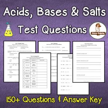 Acids Bases And Salts Test Questions By The Science Hedgehog TpT