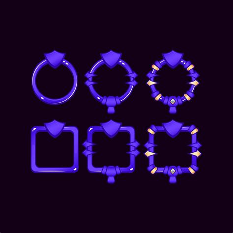 set of game ui border frame with shield symbol for gui asset elements
