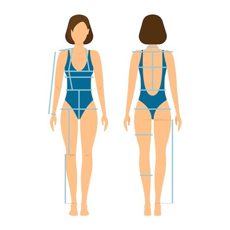 Cuerpo de mujer por delante y por detrás para medir Vector Premium