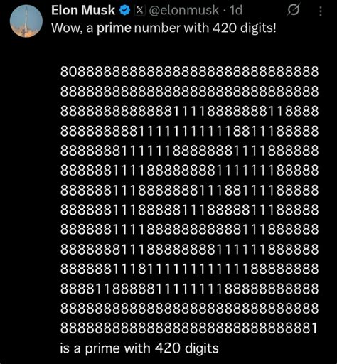 Elon Musk 420 Digit Prime Number Album On Imgur
