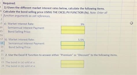 Solved 1 Calculate The Price Of A Bond Using The Excel