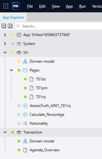 Project Outline And Domain Model Of The Generated Mendix Application