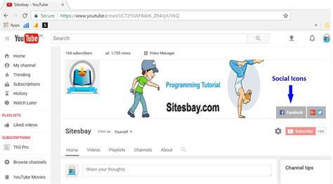 How To Add Social Icons On YouTube Channel Sitesbay