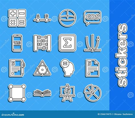 Set Line Abacus Infinity Ringing Bell Calculator Graph Schedule Chart Diagram Book With