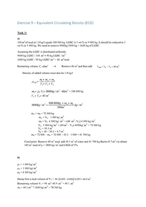 Exercise 9 Equivalent Circulating Density Ecd Exercise 9