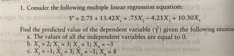Solved 1 Consider The Following Multiple Linear Regression Chegg