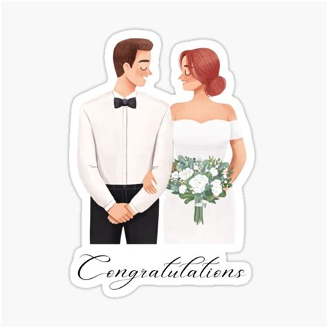Wedding Couple Bride And Groom Congratulations Wedding Day Sticker