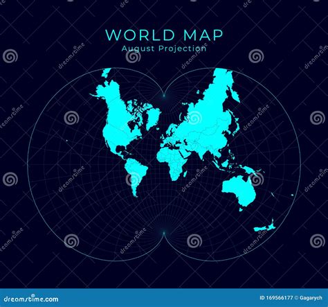 World Map August`s Epicycloidal Conformal Cartoon Vector