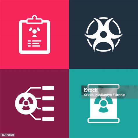 배럴 바이오 해드 기호 및 방사선 경고 문서 아이콘에 팝 아트 방사성 폐기물을 설정합니다 벡터 0명에 대한 스톡 벡터 아트 및 기타 이미지 Istock