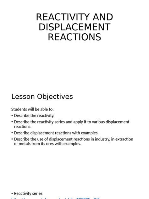 Reactivity And Displacement Reactions Pdf