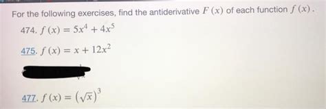 Solved For The Following Exercises Find The Antiderivative