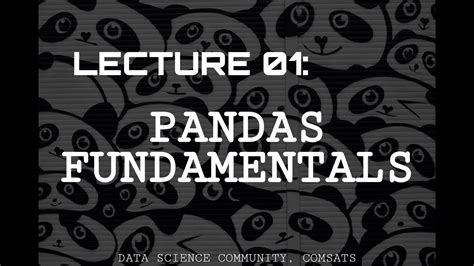 Lecture 1 Pandas Fundamentals Youtube