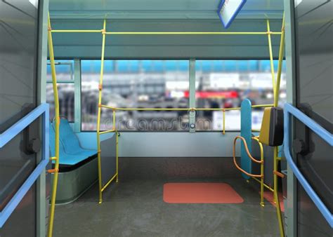 Empty Route Bus Interior 3d Render Illustration Stock Illustration Illustration Of Comfort
