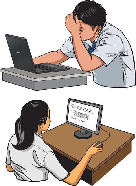 illustration of computer based exam in school 23087850 vector art at vecteezy
