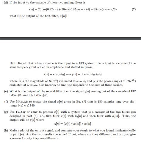 Solved 32 Nulling Filters For Frequency Rejectioin Nulling