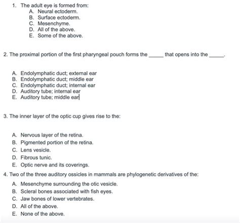 Solved 1 The Adult Eye Is Formed From A Neural Ectoderm