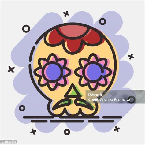 아이콘 설탕 두개골 죽은 자의 날 축하 요소 만화 스타일의 아이콘 인쇄 포스터 로고 파티 장식 인사말 카드 등에 적합합니다 0명에 대한 스톡 벡터 아트 및 기타 이미지