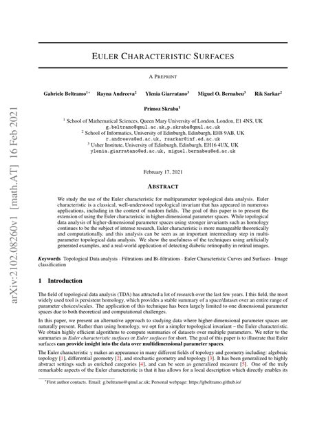Pdf Euler Characteristic Surfaces