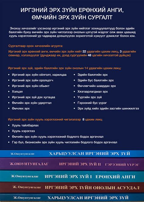 ИРГЭНИЙ ЭРХ ЗҮЙН ЕРӨНХИЙ АНГИ ӨМЧИЙН ЭРХ ЗҮЙ сургалт