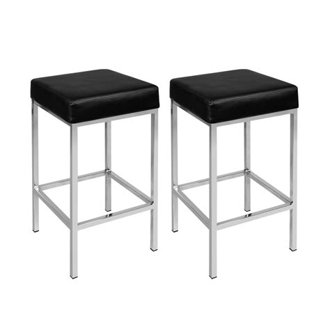 Set Of 2 Pu Leather Backless Bar Stools Dreamo Living