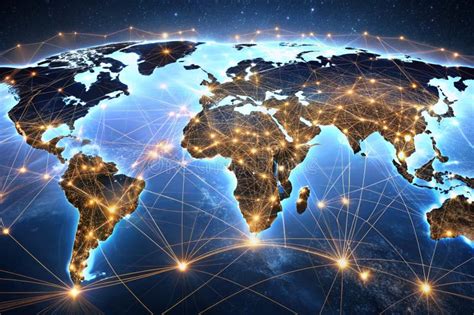 Illuminated Global Connectivity Map Generative Ai Stock Illustration Illustration Of