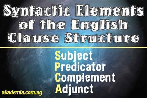 Syntactic Elements Of The Clause Structure In English Akademia