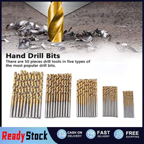 50pc Titanium Plated Twist Drill Set 1 3mm Small Drill Set Diy